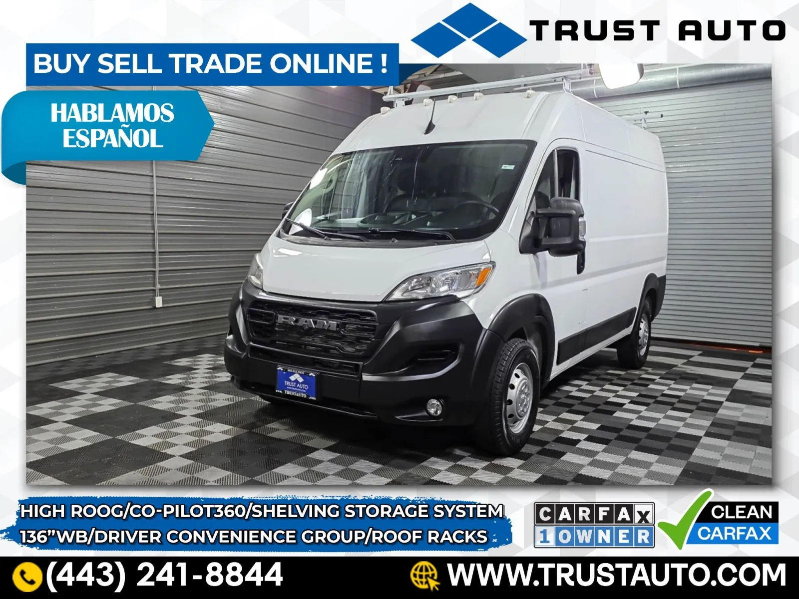 Used 2023 Ram ProMaster 2500 Cargo 136''WB High Roof Minivan/Van w ...