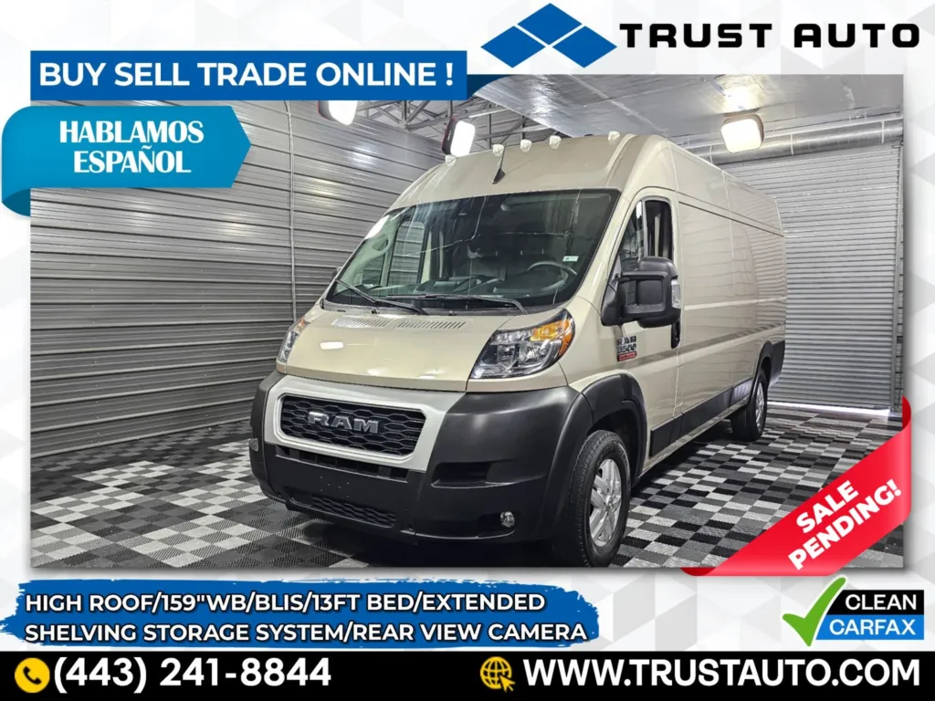 Used 2022 Ram ProMaster 3500 Cargo 159''WB High Roof Extended Minivan ...