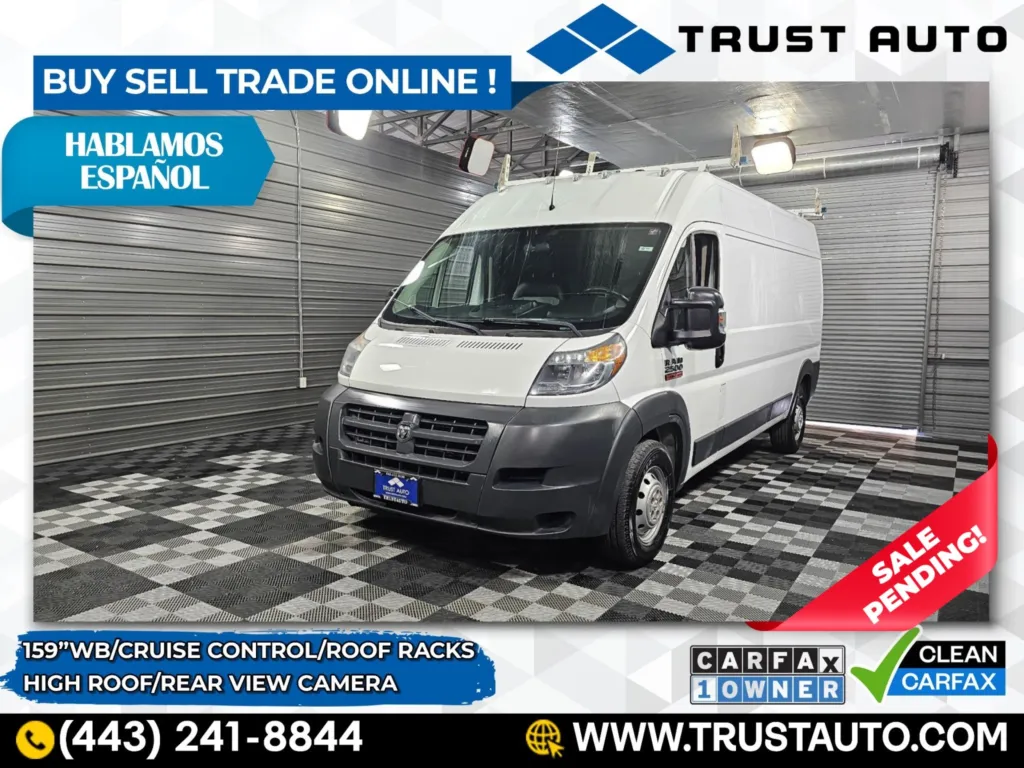 Used 2017 Ram 2500 ProMaster Cargo 159''WB High Roof Minivan/Van w/Roof ...