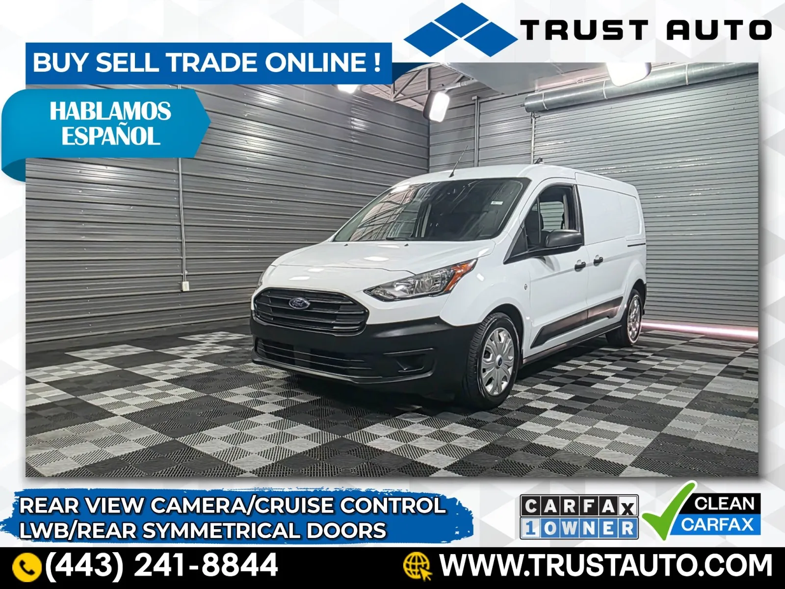 Used 2021 Ford Transit Connect Cargo XL LWB Minivan/Van w/Rear ...