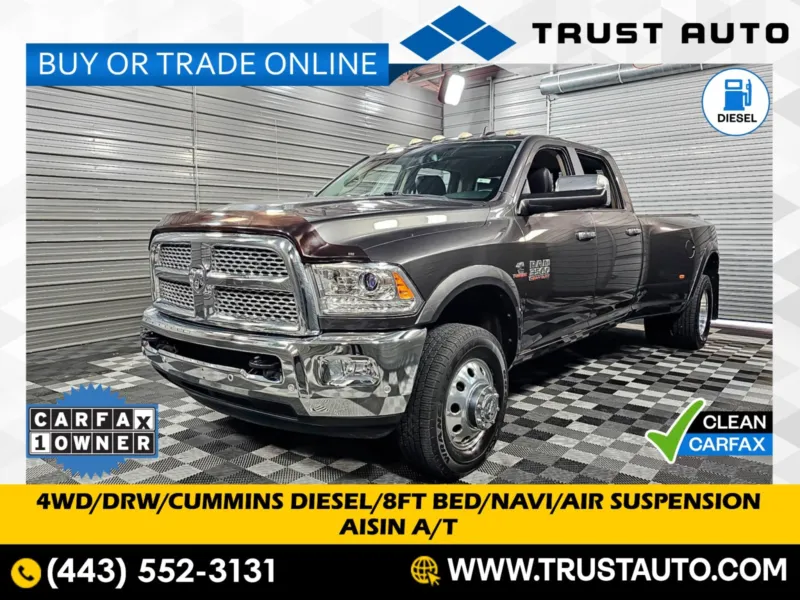 Used 2017 Ram 3500 DRW Laramie 4WD Crew Cab 8FT Bed Dually Cummins ...