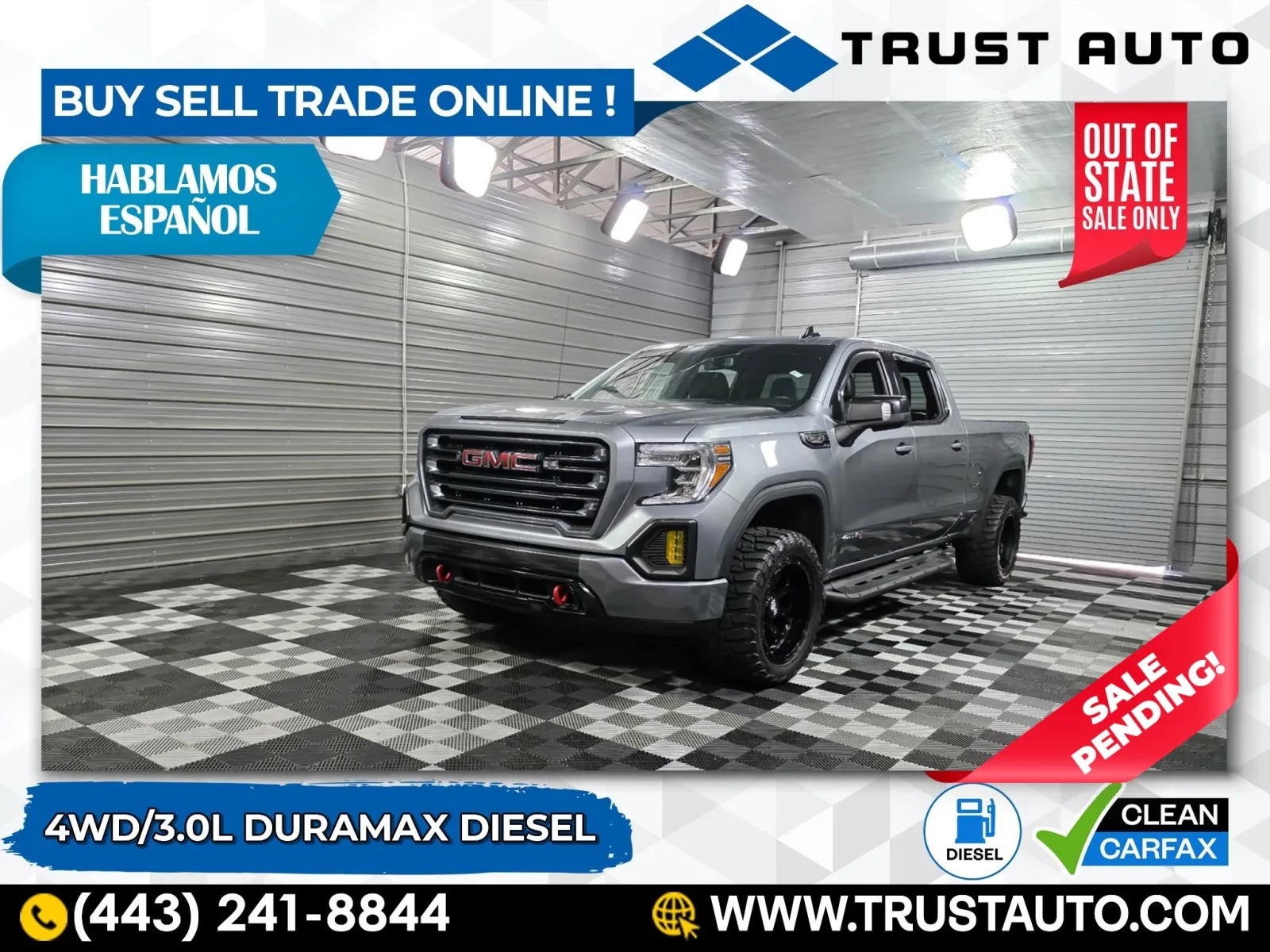 Used 2021 GMC Sierra 1500 AT4 4WD Crew Cab Duramax Diesel Pickup Truck ...