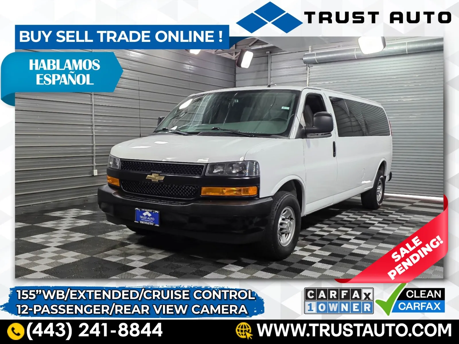 Used 2020 Chevrolet Express 3500 12-Passenger LS 155'' Extended Minivan ...