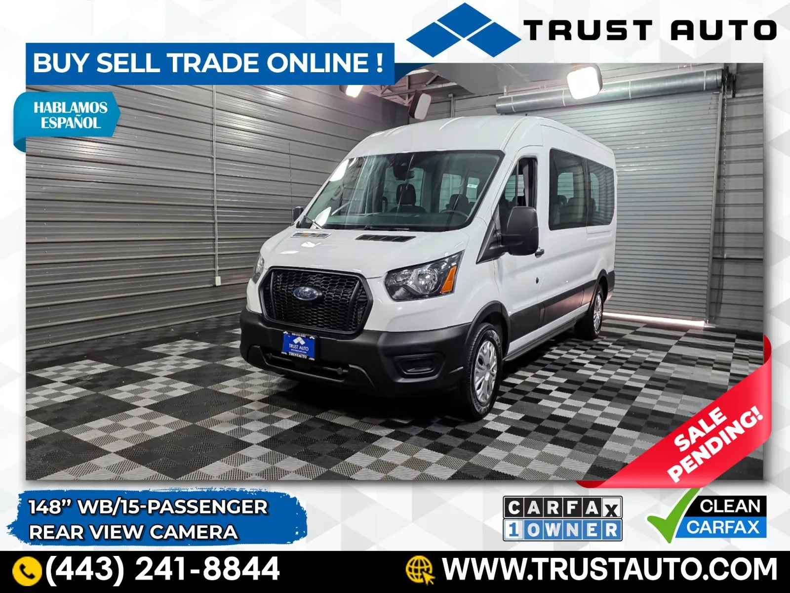 Used 2023 Ford Transit T-350 15-Passenger XL 148 Medium Roof Minivan ...